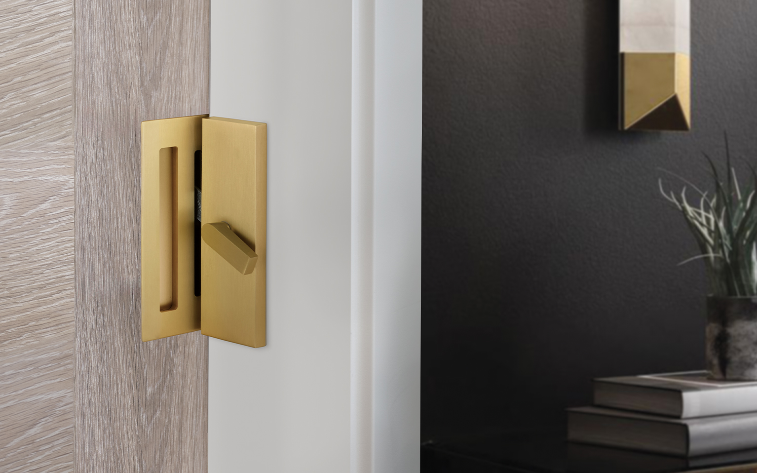 Modern Rectangular Privacy Lock and Flush Pull | Emtek