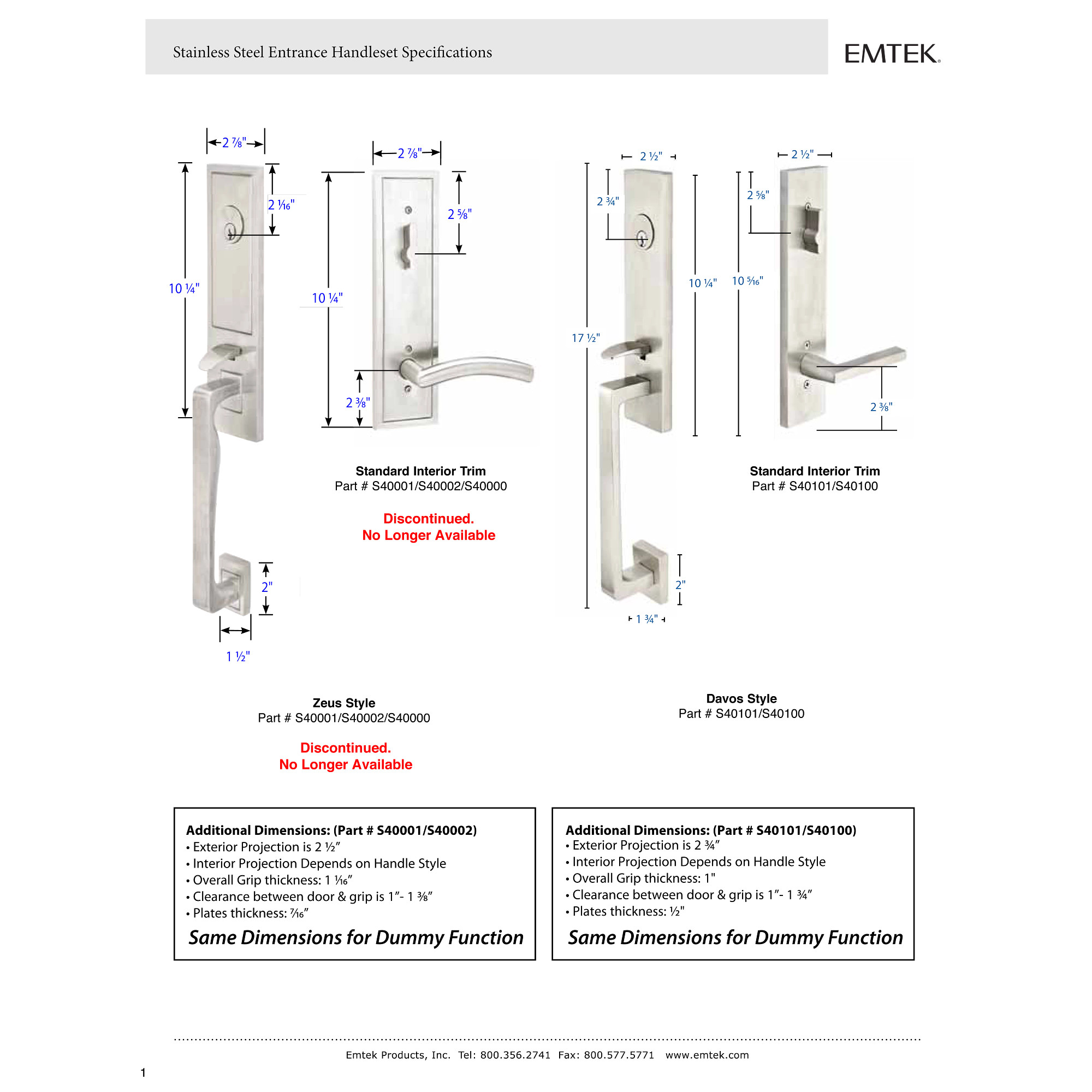Stainless Steel Davos Entry Set | Emtek