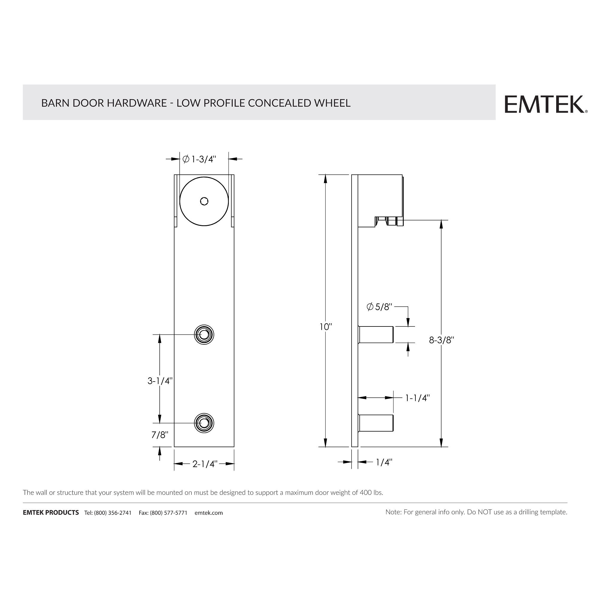 Low Profile Concealed Wheel Hanger Kit | Emtek